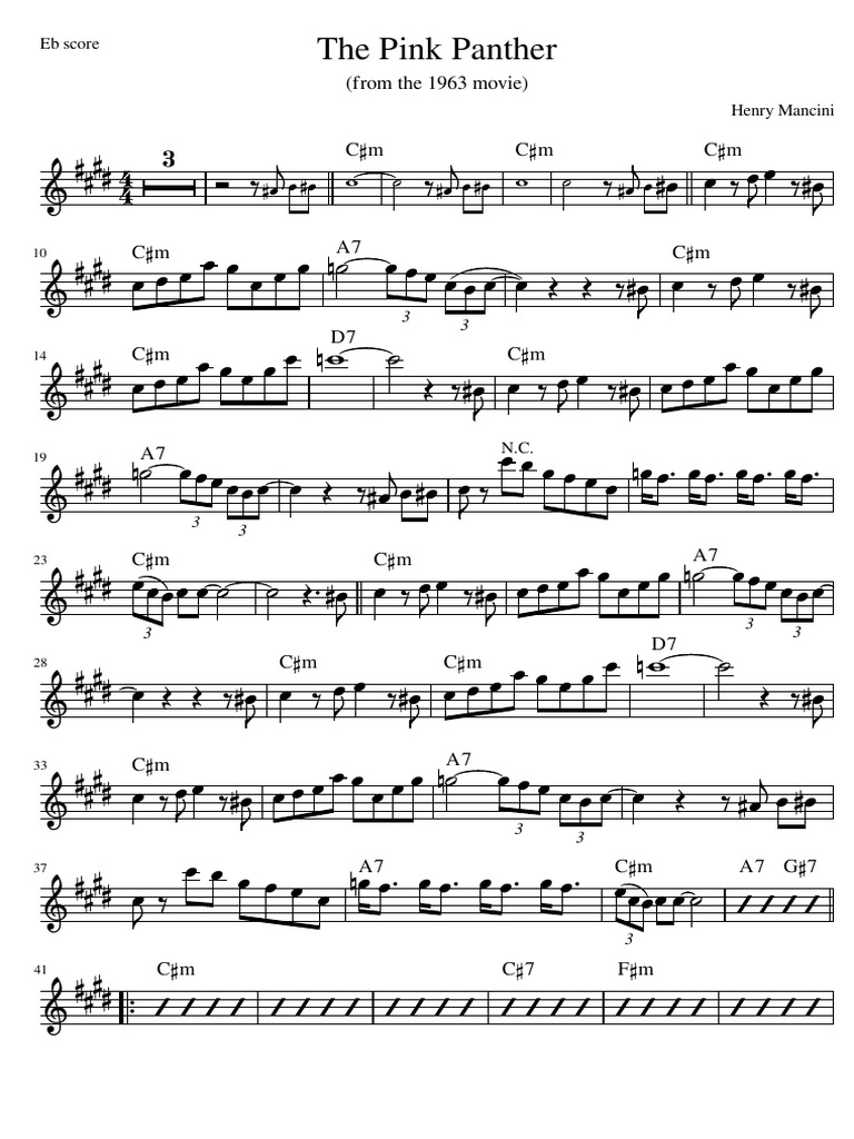 Pink Panther Eb Score | PDF
