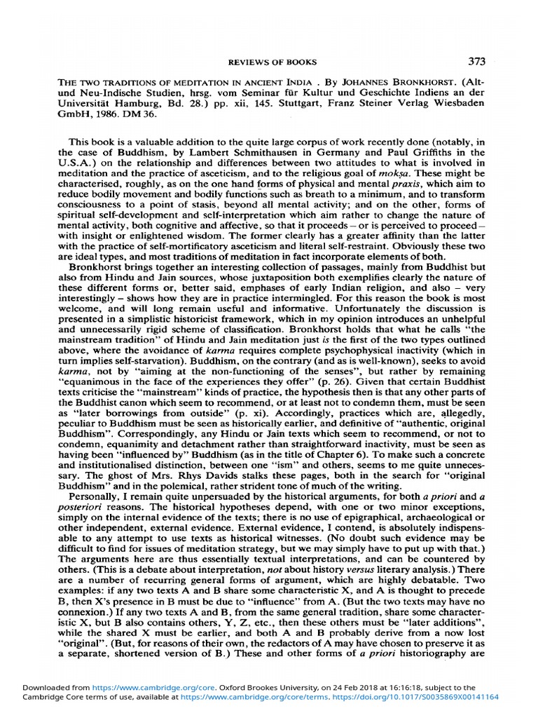 Reviews of Books 3 7 3 The Two Traditions of Meditation in Ancient ...