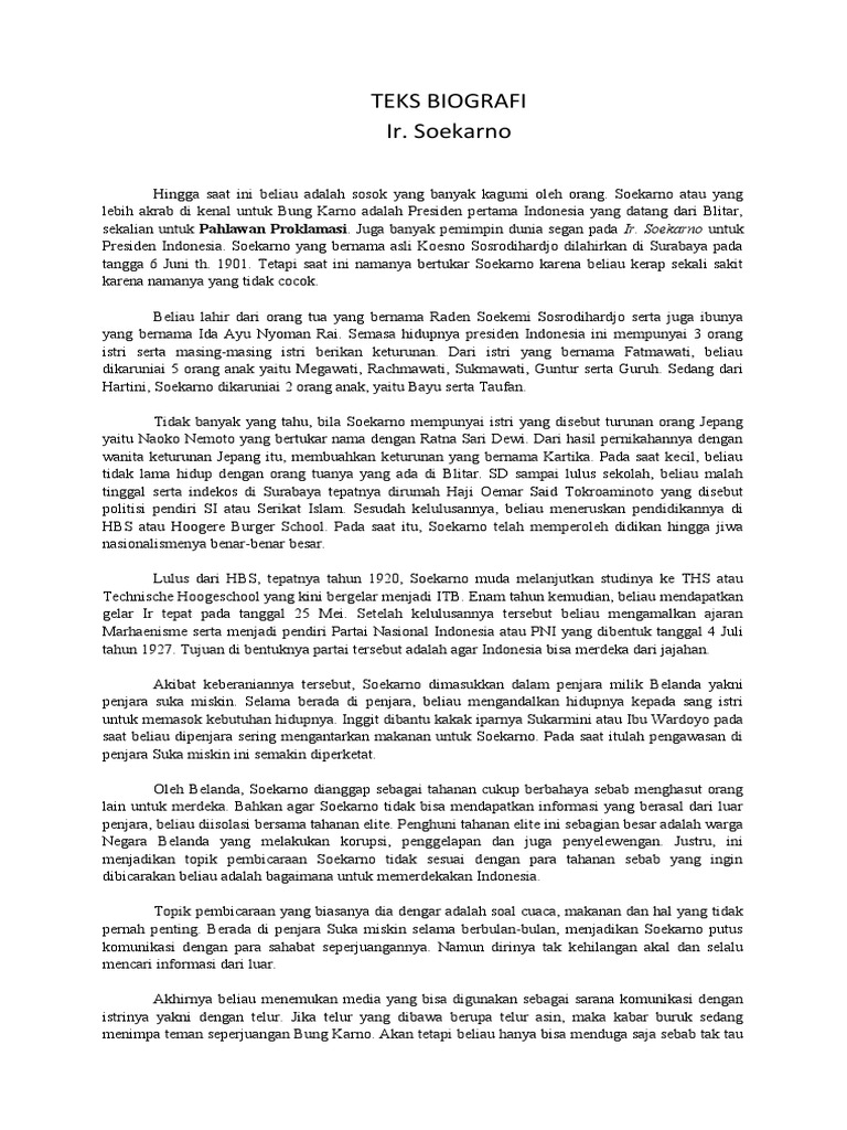TEKS BIOGRAFI (Ir. Soekarno) | PDF