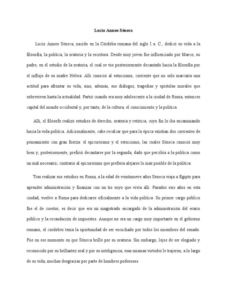 Biografía de Séneca | PDF | Séneca El Joven | Claudio