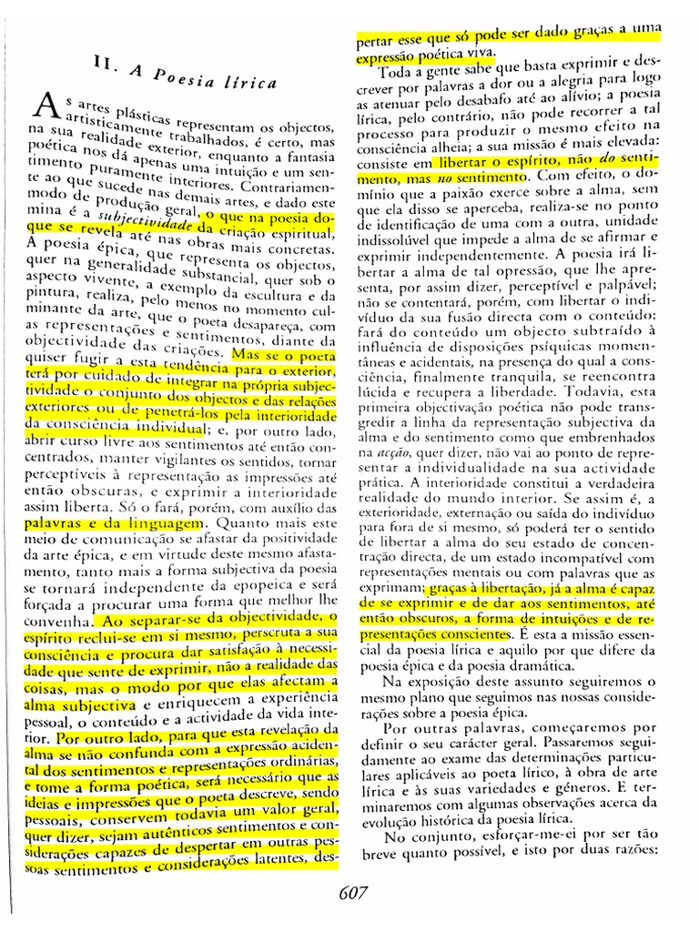 Hegel - "A Poesia Lírica", em Estética | PDF | Poesia | Johann Wolfgang ...