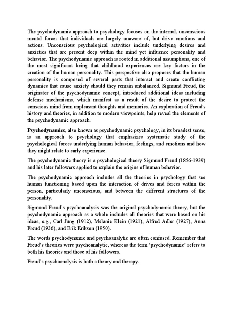 The Origins and Development of Psychodynamic Theory: Exploring Freud's ...