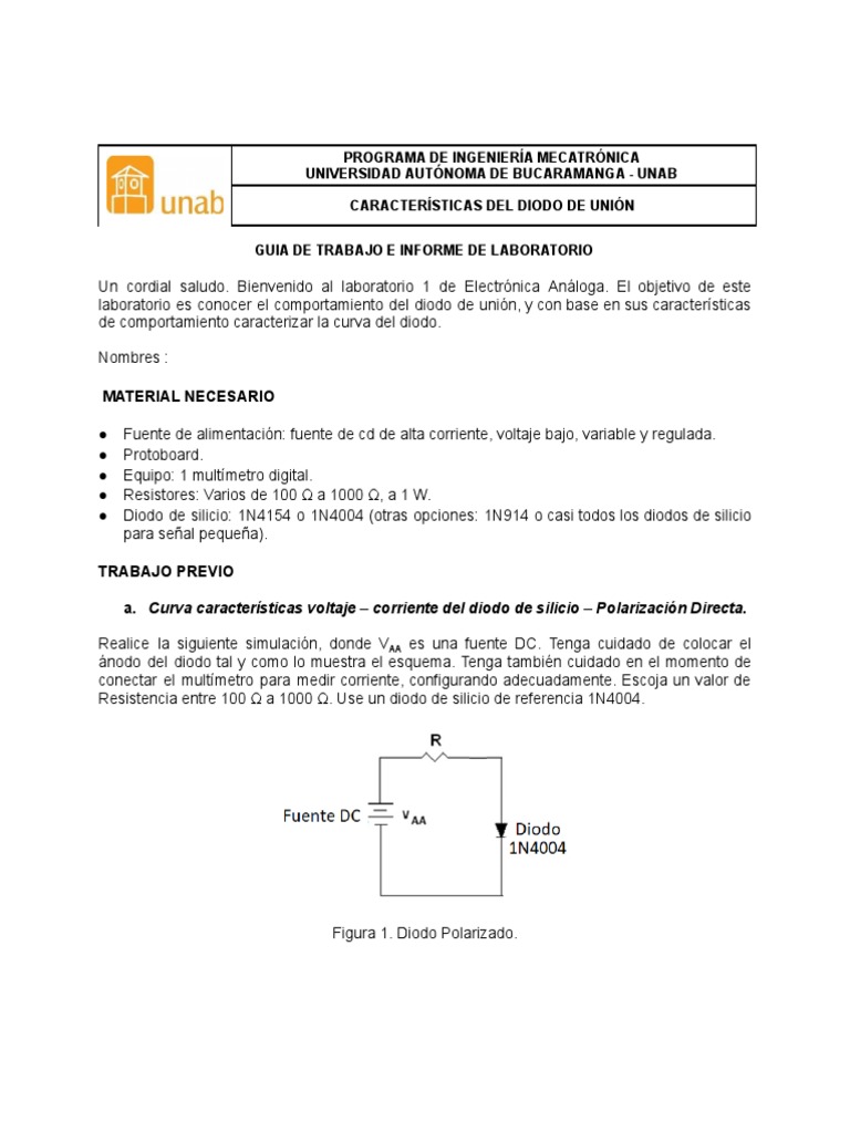 Copia de Guia 1-Caracteristicas Del Diodo de Union | PDF | Diodo ...
