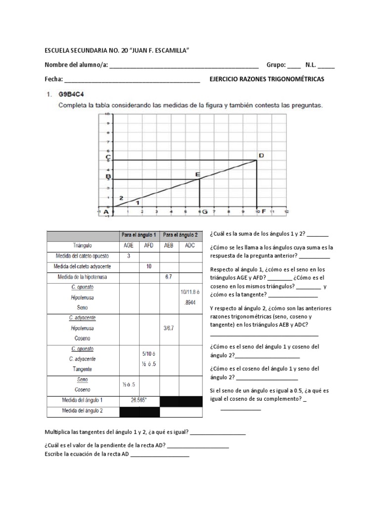 Ejercicios Razones Trigonométricas | PDF