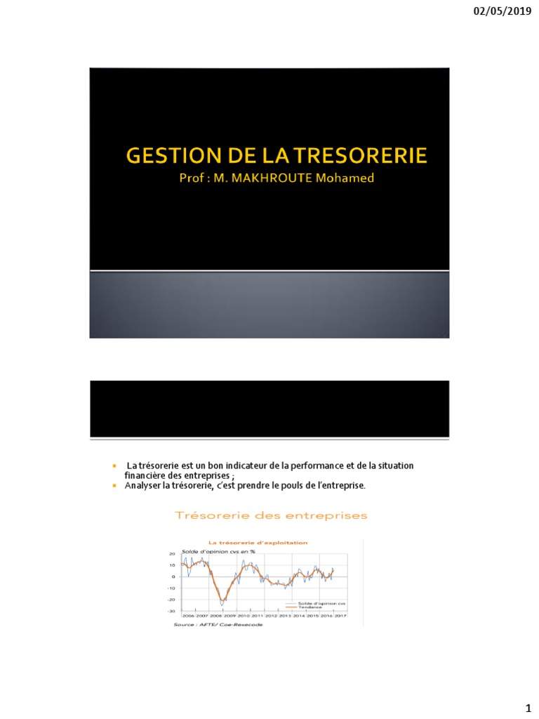 Gestion de La Trésorerie Cours | PDF | Fonds de roulement | Prêts