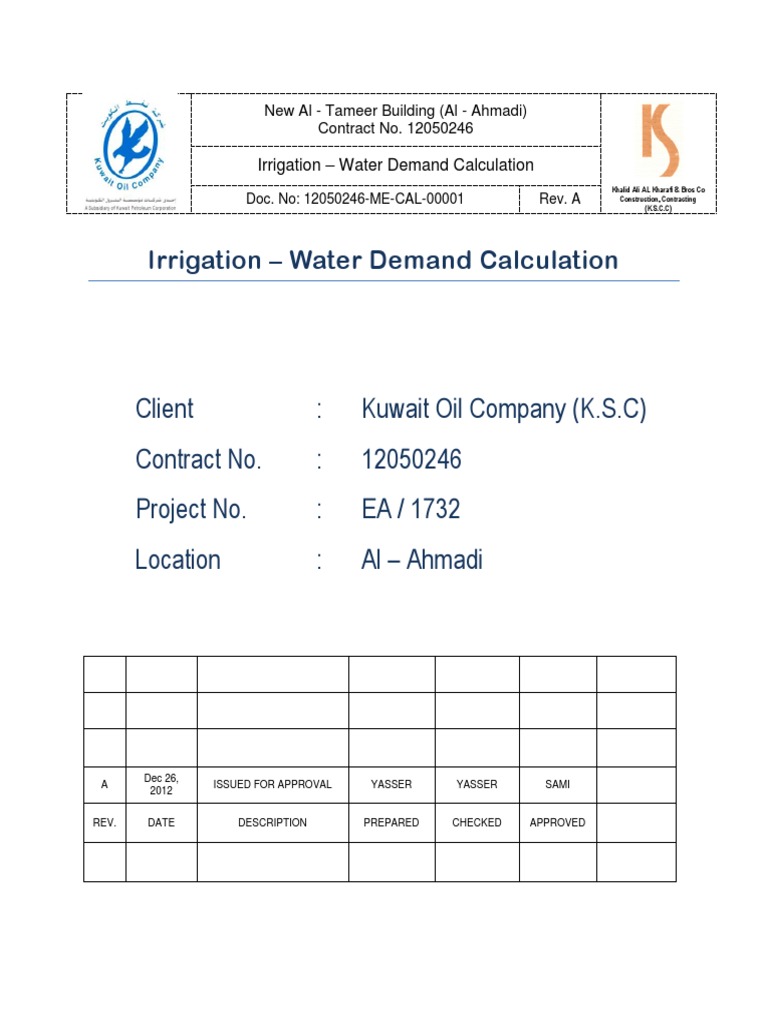 Irrigation Calculation | PDF | Home & Garden | Technology & Engineering