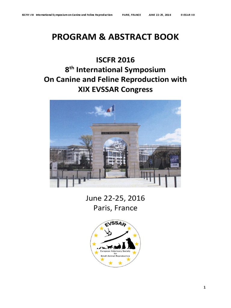 8th Iscfr 19th Evssar Abstract Book 2016 | PDF | Sperm | Testicle