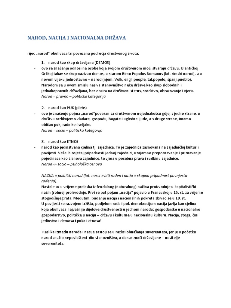 Narod, Nacija I Nacionalna Drzava | PDF