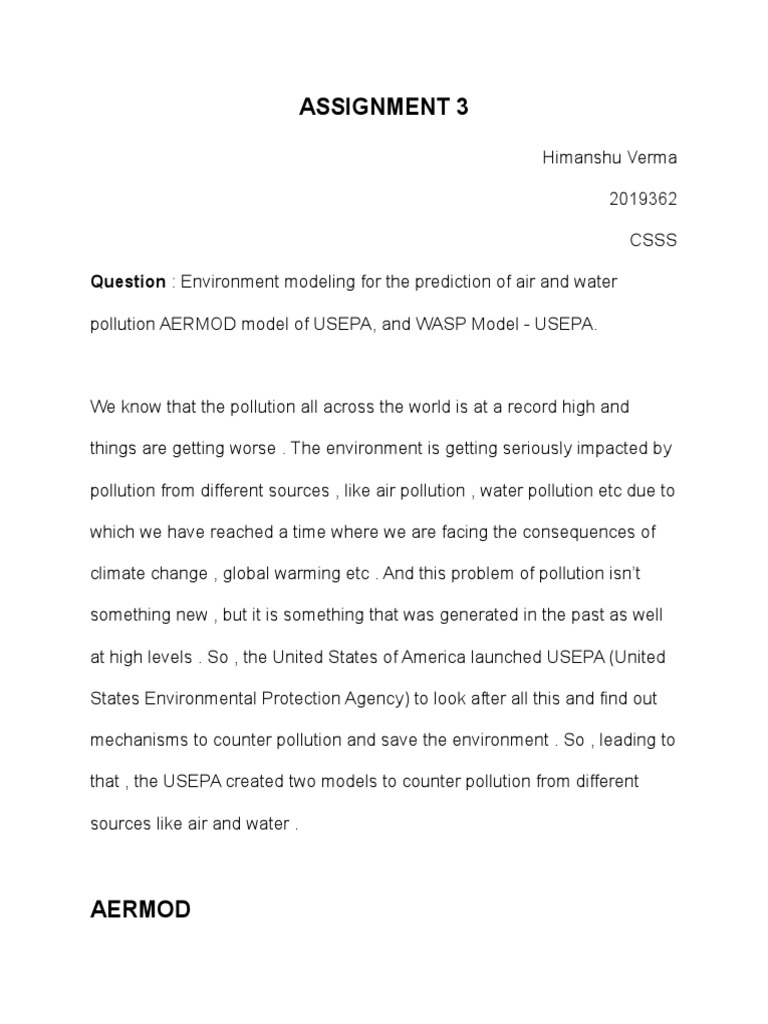 EPA Models AERMOD and WASP Predict Air and Water Pollution | PDF ...