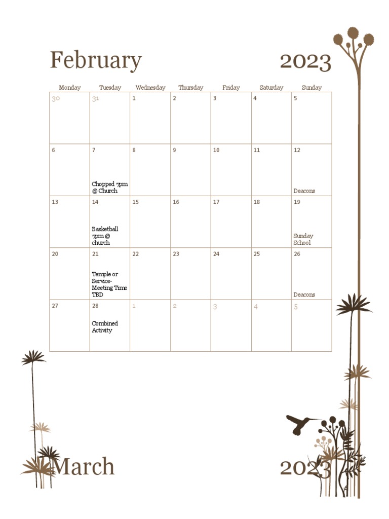 2023 Deacons Activity Calendar | PDF 2023 Deacons Activity Calendar | PDF