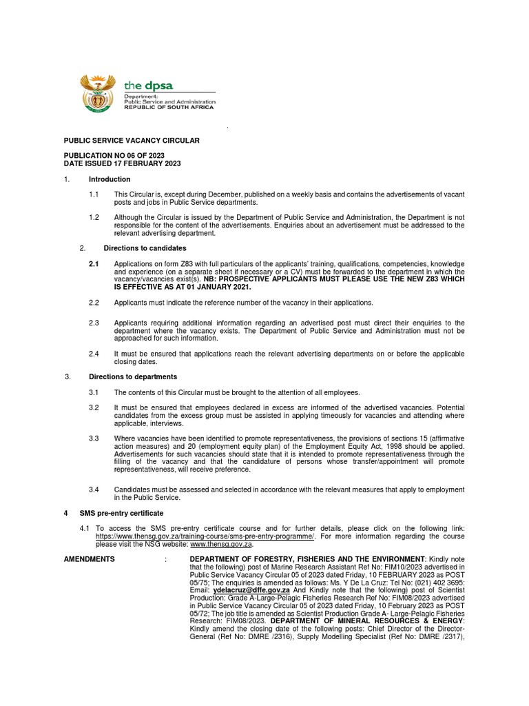Public Service Vacancy Circular 06/2023 | PDF | Governance | Project ...