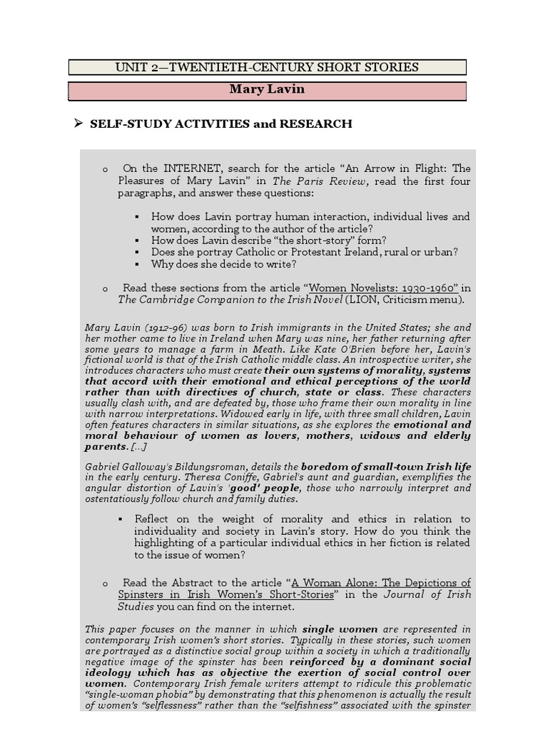 Critical Background Mary Lavin | PDF | Psychology