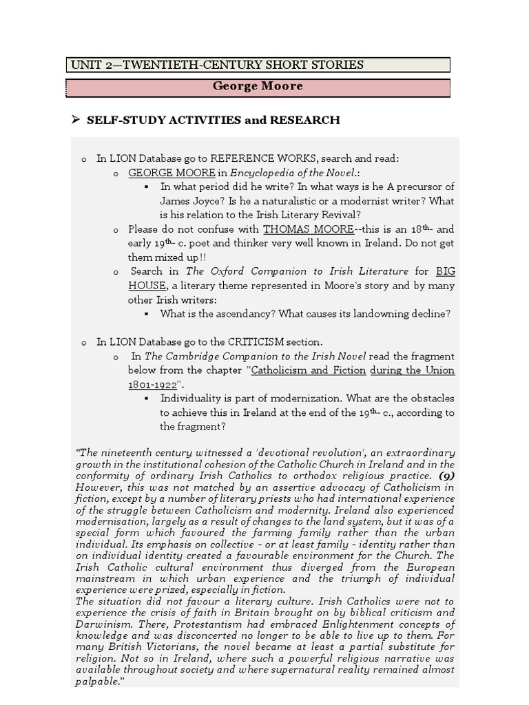 Critical Background George Moore | PDF | Ireland | Irish Literature