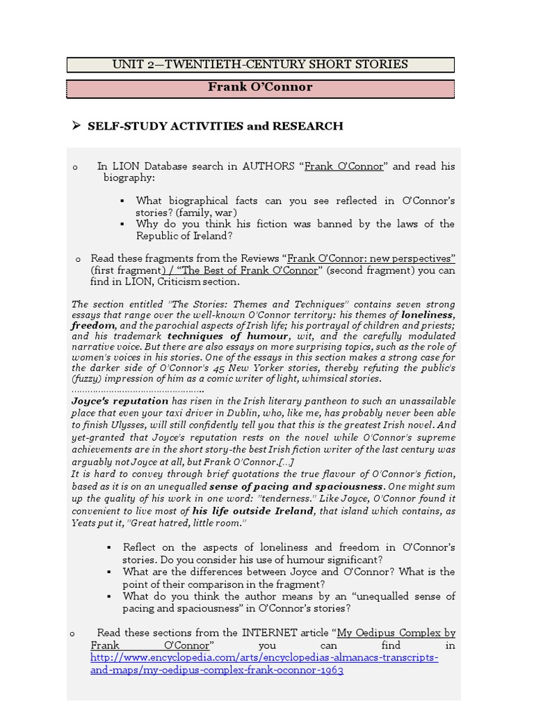 Critical Background Frank O'Connor | Download Free PDF | Narration ...