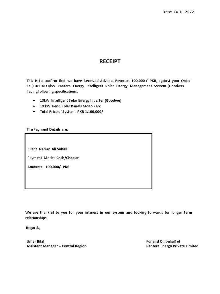 Receipt 2nd Payment | PDF