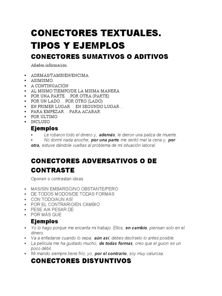 Conectores Textuales | PDF