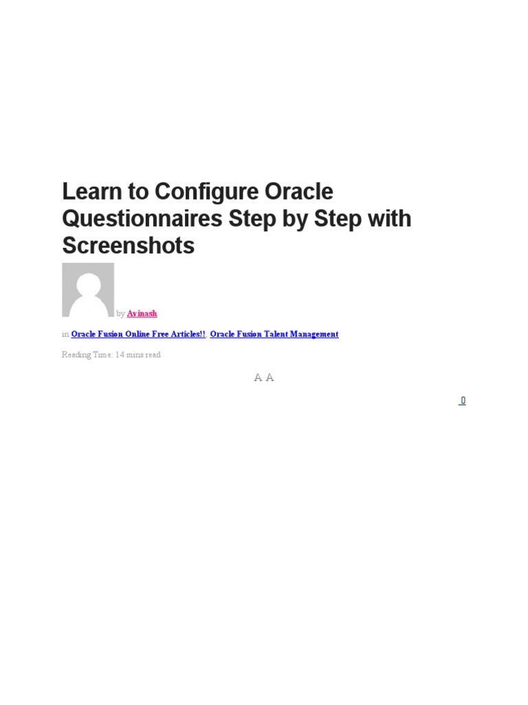 Oracle Configure Oracle Questionnaires Step By Step With Screenshots Pdf Page Layout