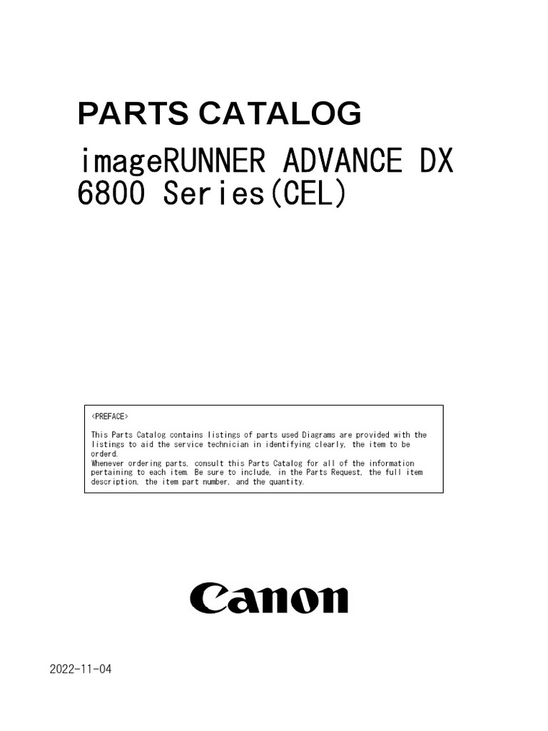 Canon imageRUNNER DX 6800 Parts Catalog | PDF | Tools | Machines