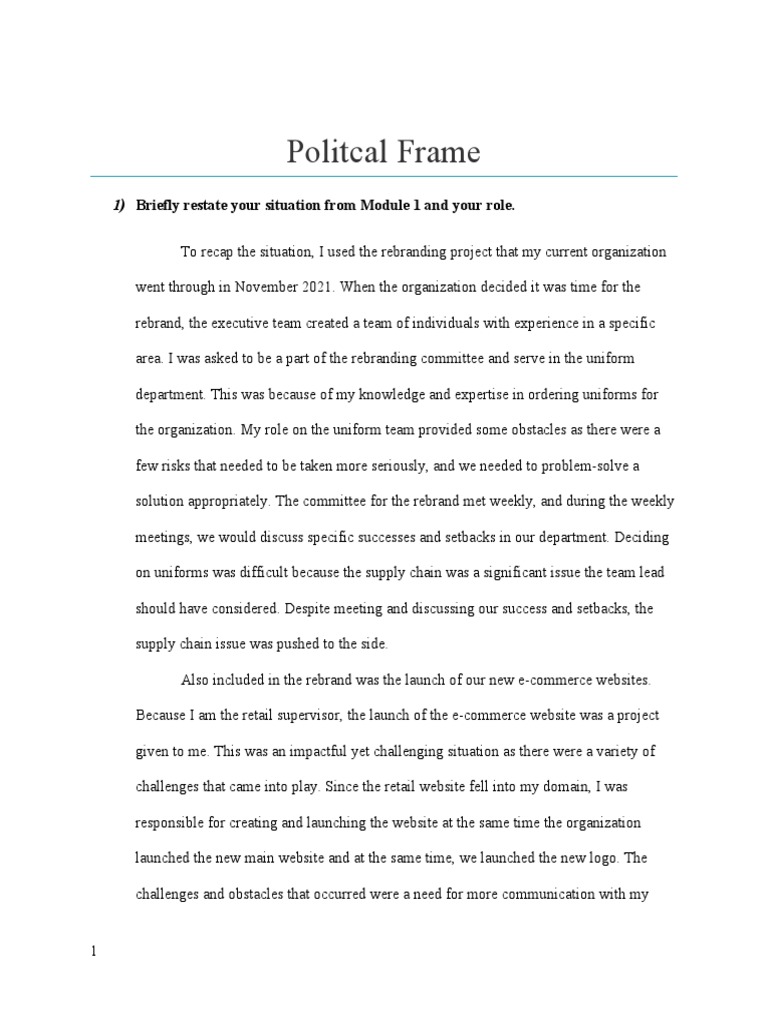 Module 4 - The Political Frame | PDF | Credibility | Leadership