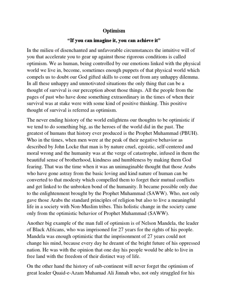 Optimism | PDF | Optimism | Thought