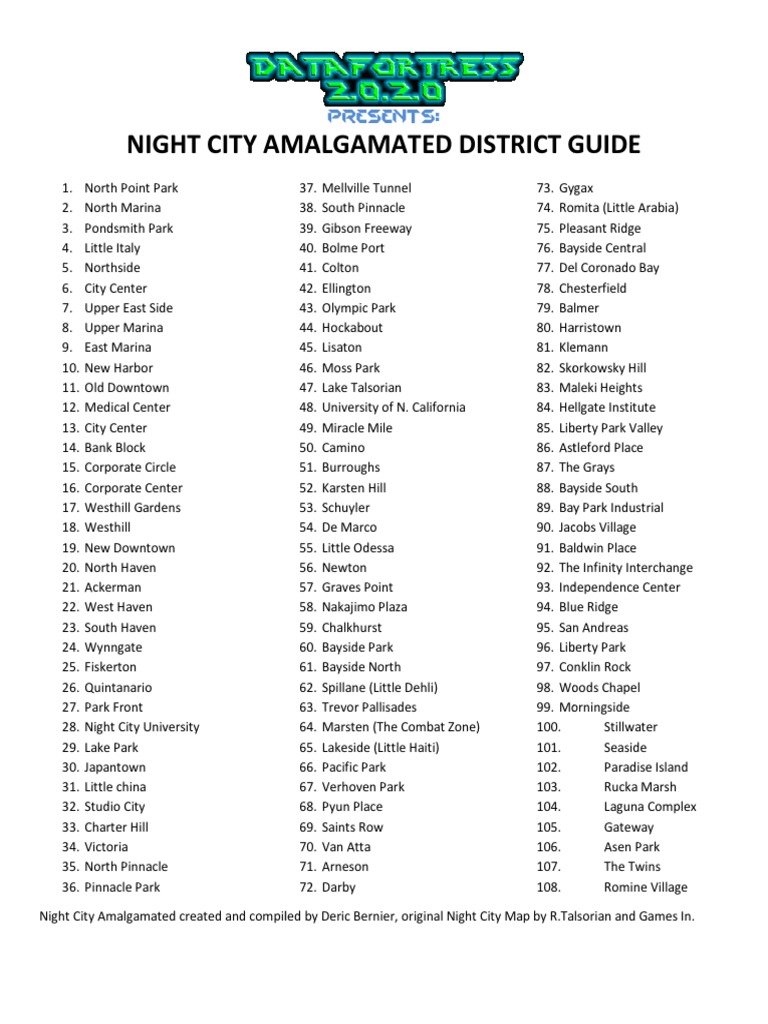 Night City Districts Guide | PDF | Travel