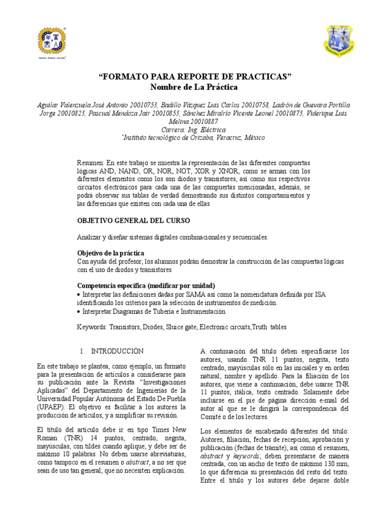 Formato Reporte Electrónica Digital | PDF | Puerta lógica