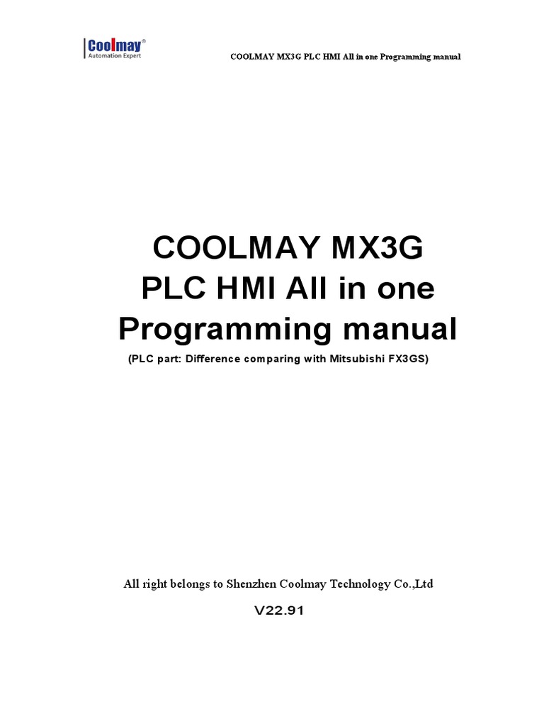 MX3G PLC HMI All in One Programming Manual | PDF | Programmable Logic Controller | User Interface
