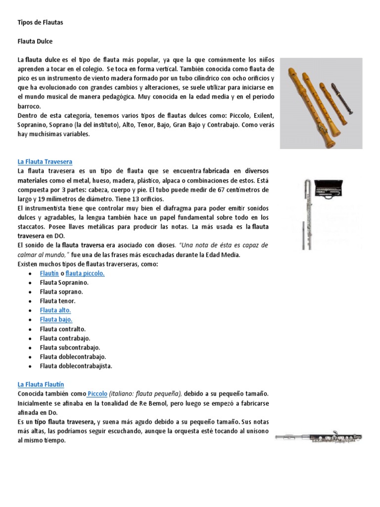 Tipos de Flautas | PDF | Flauta | Eucariotas