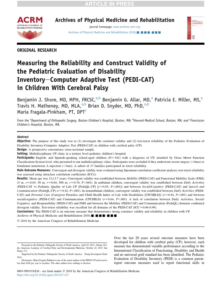 Pedi-Cat PC | PDF | Validity (Statistics) | Caregiver