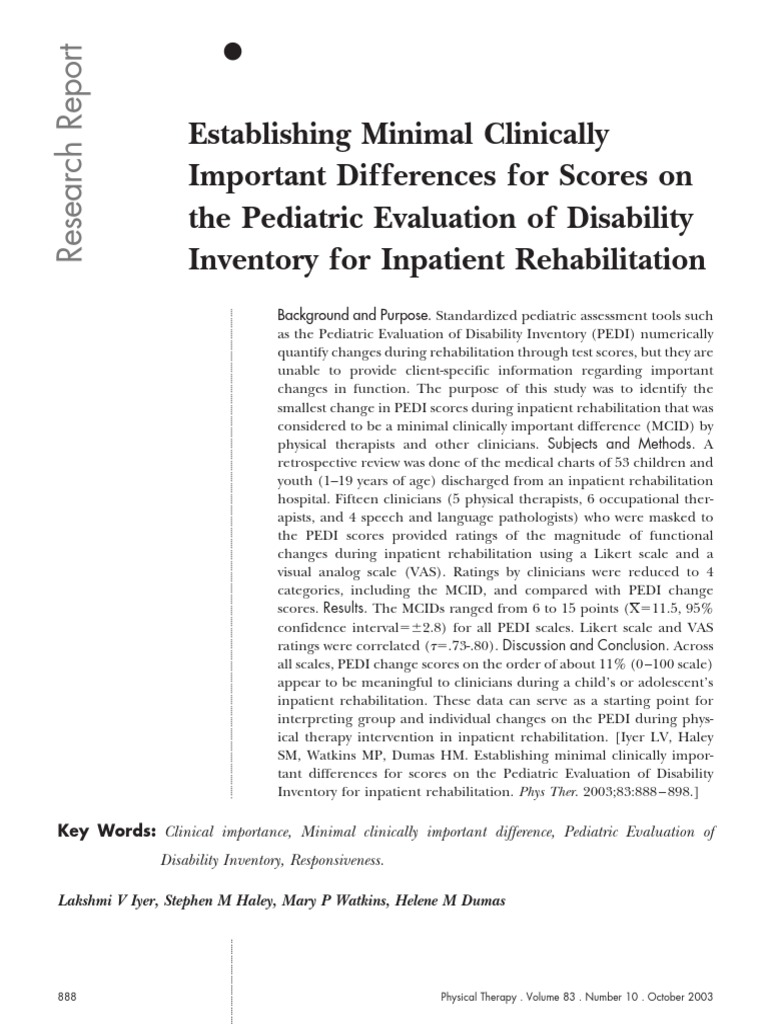 Pediatric Rehab Score Insights | PDF | Physical Therapy | Likert Scale