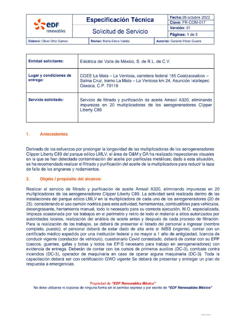 221026-EVM-Especificación Técnica Servicio Filtrado Aceite ...