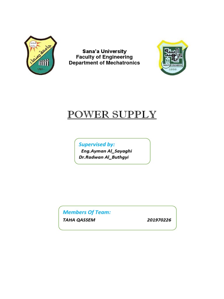 Electrical Circuits & Power Electronics Power Supply Project Report ...