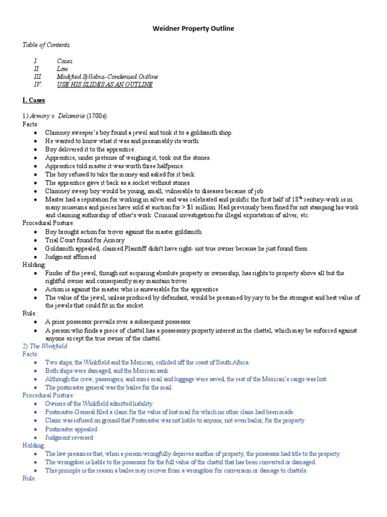 Property Outline 1L | PDF | Adverse Possession | Lawsuit