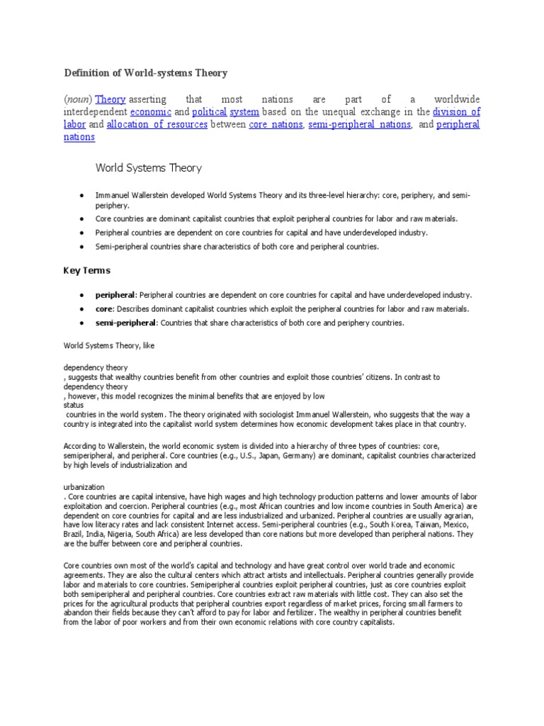World Systems Theory | PDF | World Systems Theory | Political Theories
