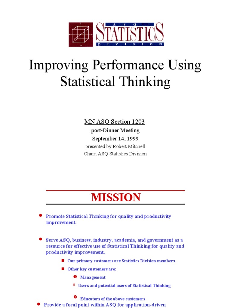 Improving Performance Using Statistical Thinking | PDF | Strategic ...