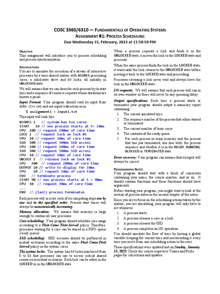 Assignment 1 | PDF | Process (Computing) | Scheduling (Computing)