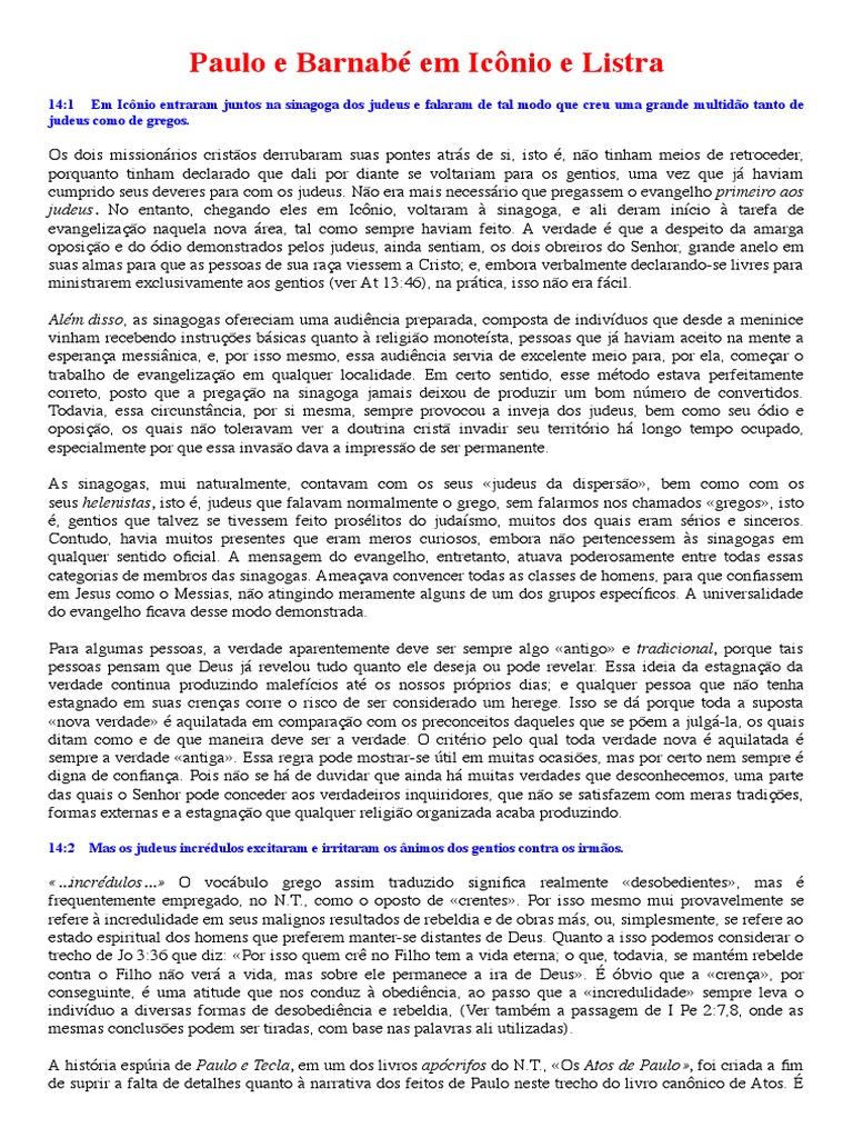 Paulo e Barnabé em Icônio e Listra | PDF | Apóstolo Paulo | Barnabé ...