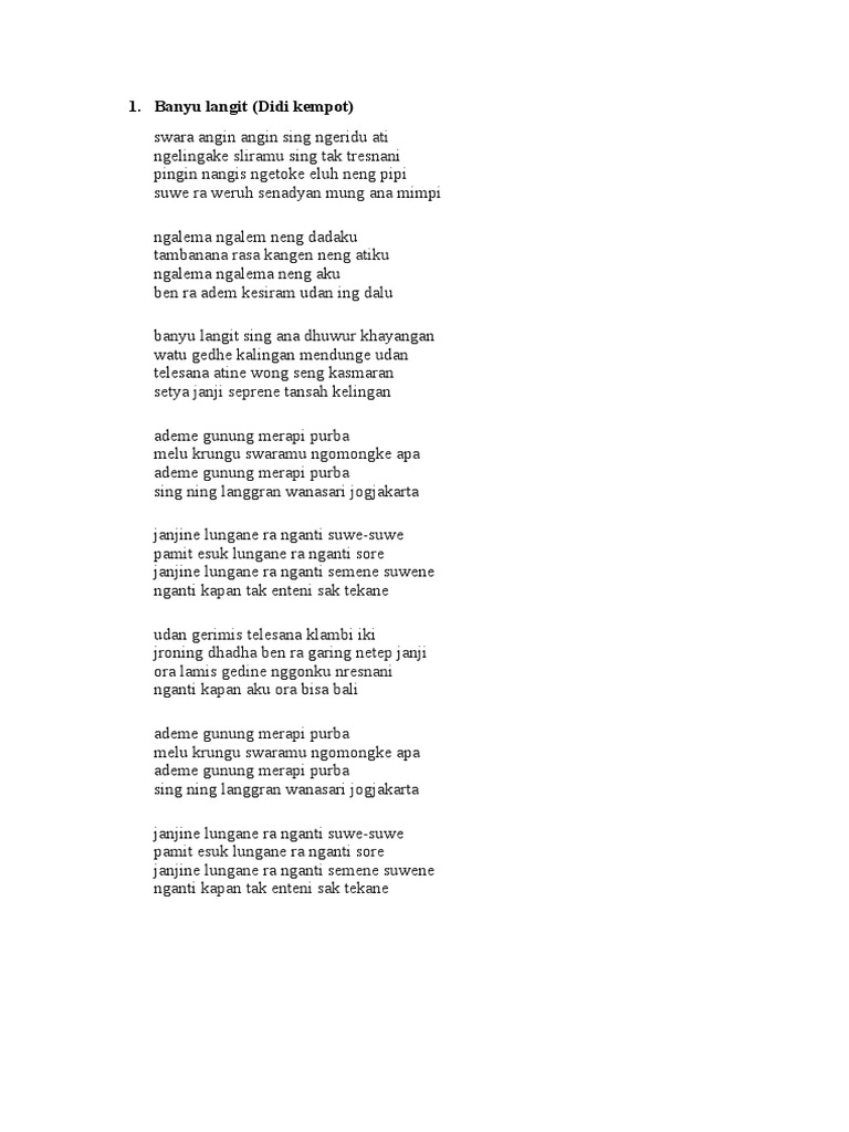 Lirik Lagu | PDF | Seni & Disiplin Bahasa