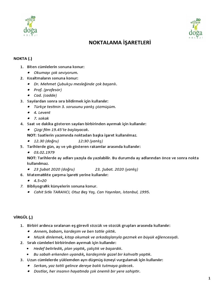 Noktalama İşaretleri̇ | PDF