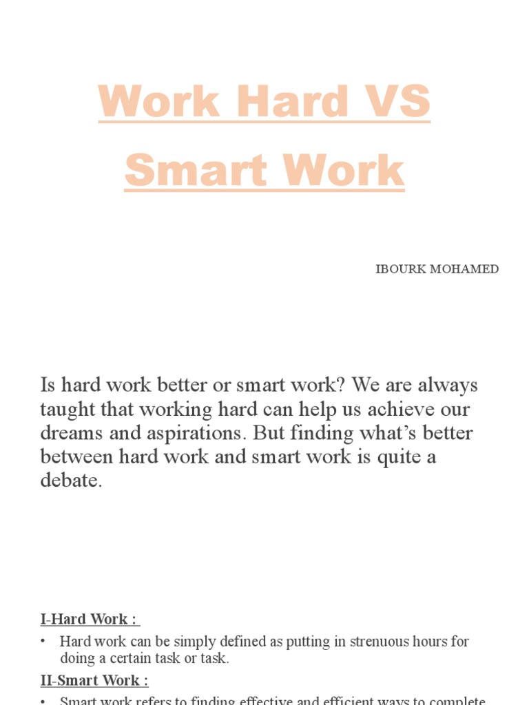 Smart Work vs Hard Work Explained | PDF | Career & Growth | Business