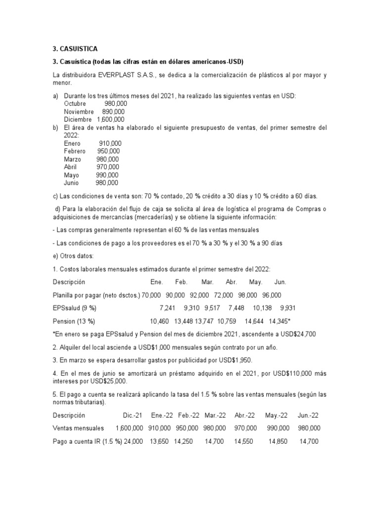 Flujo de Caja Como Herramienta Financiera - 3er Punto Casuistica-Nov 2021 | PDF | Presupuesto ...