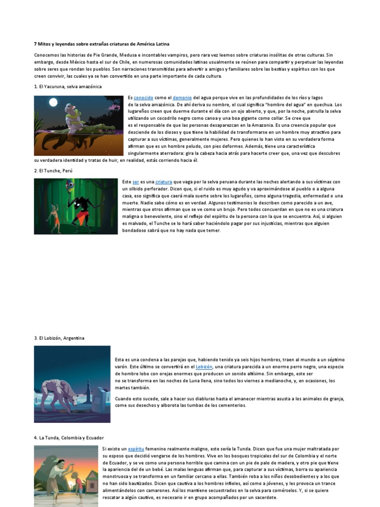 Mitos y leyendas de criaturas latinas | PDF | Leyendas sobrenaturales