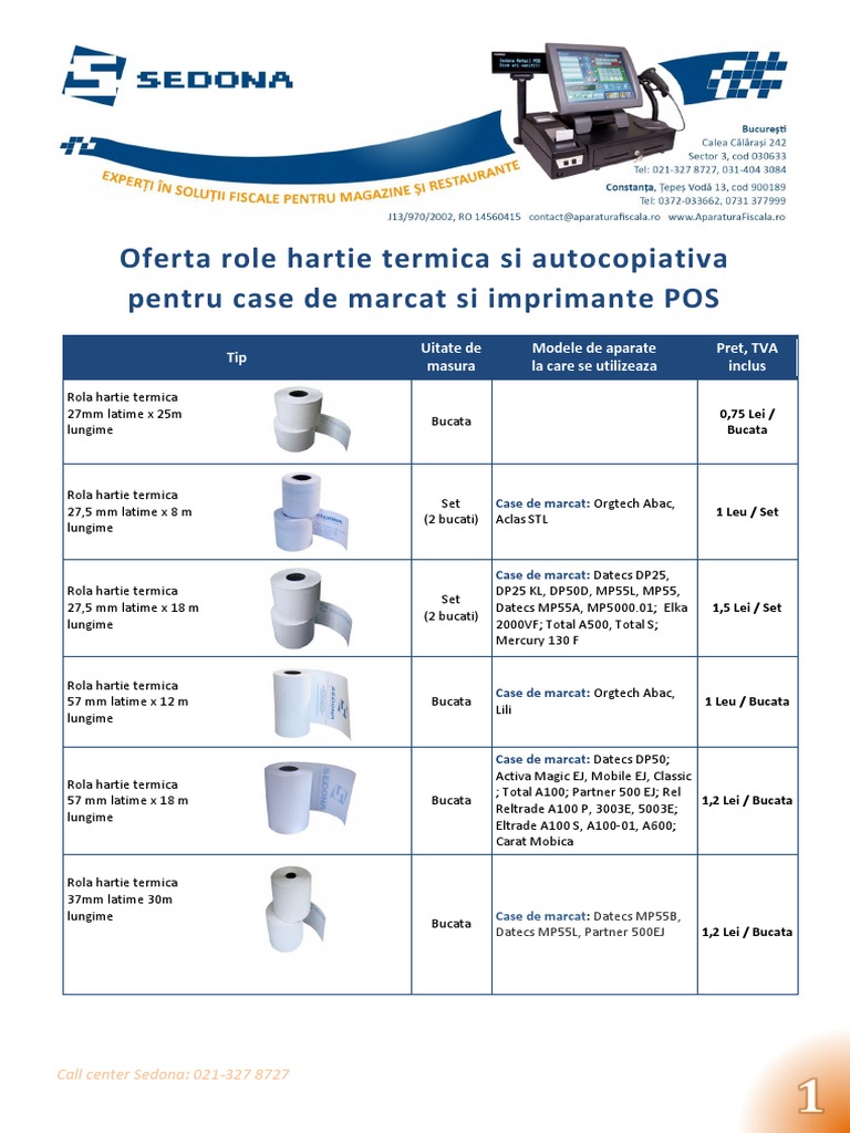 Role Hartie Pentru Case de Marcat Si Imprimante Pos 5 | PDF | Currency ...