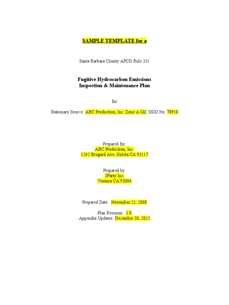 LDAR Template | PDF | Leak | Pump