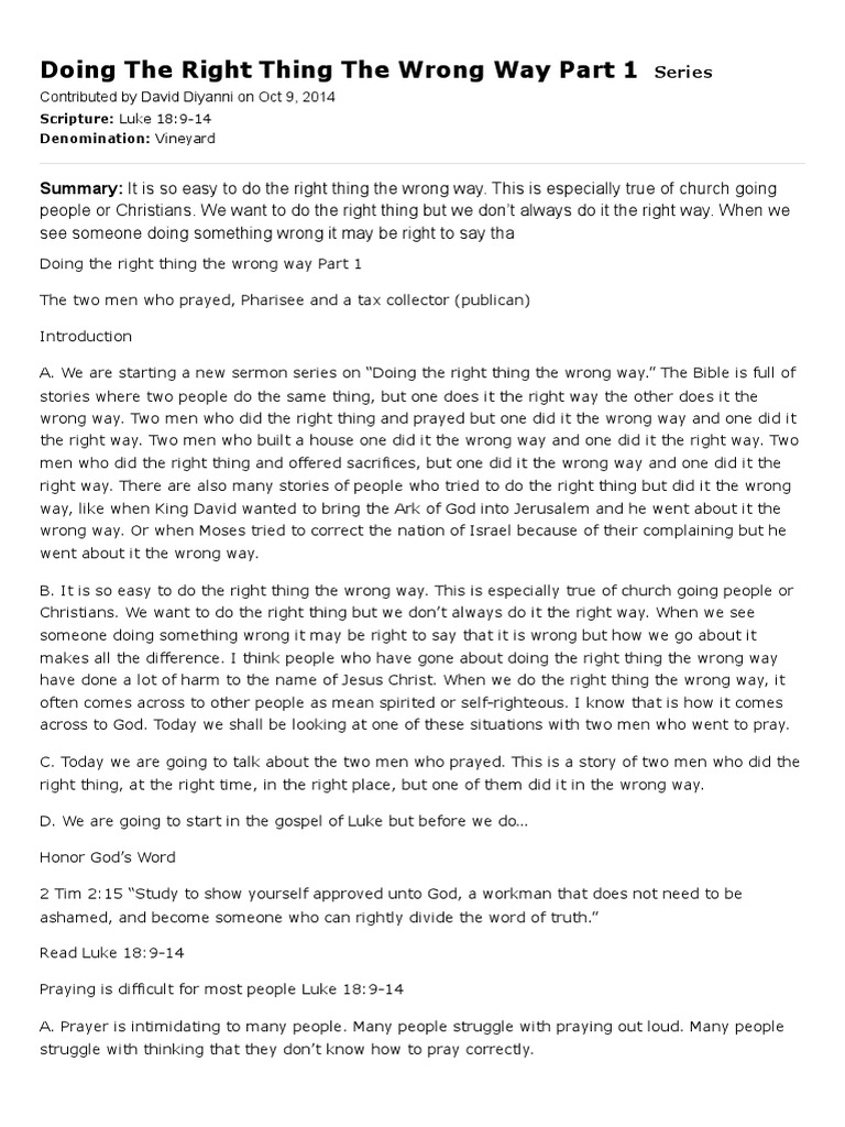 Doing The Right Thing The Wrong Way Part 1 Pdf Jesus Prayer