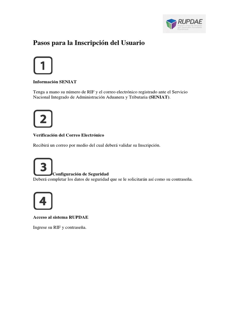 Pasos para la Inscripción del Usuario RUPDAE | PDF