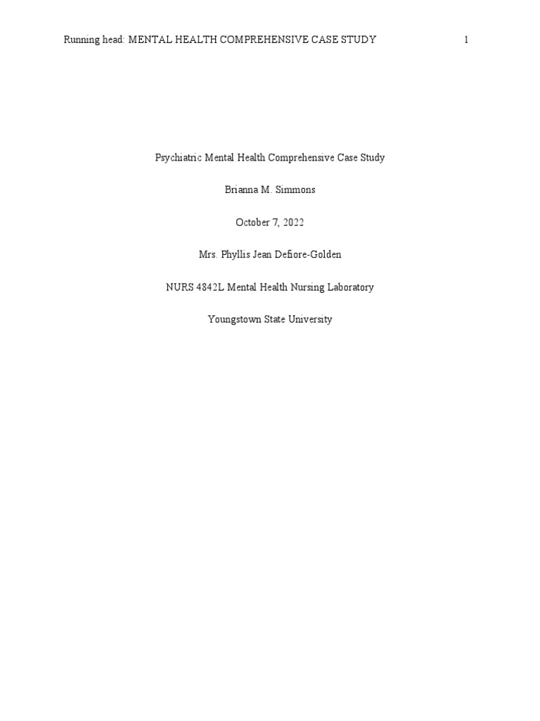 Mental Health-Case Study | PDF | Mania | Bipolar Disorder