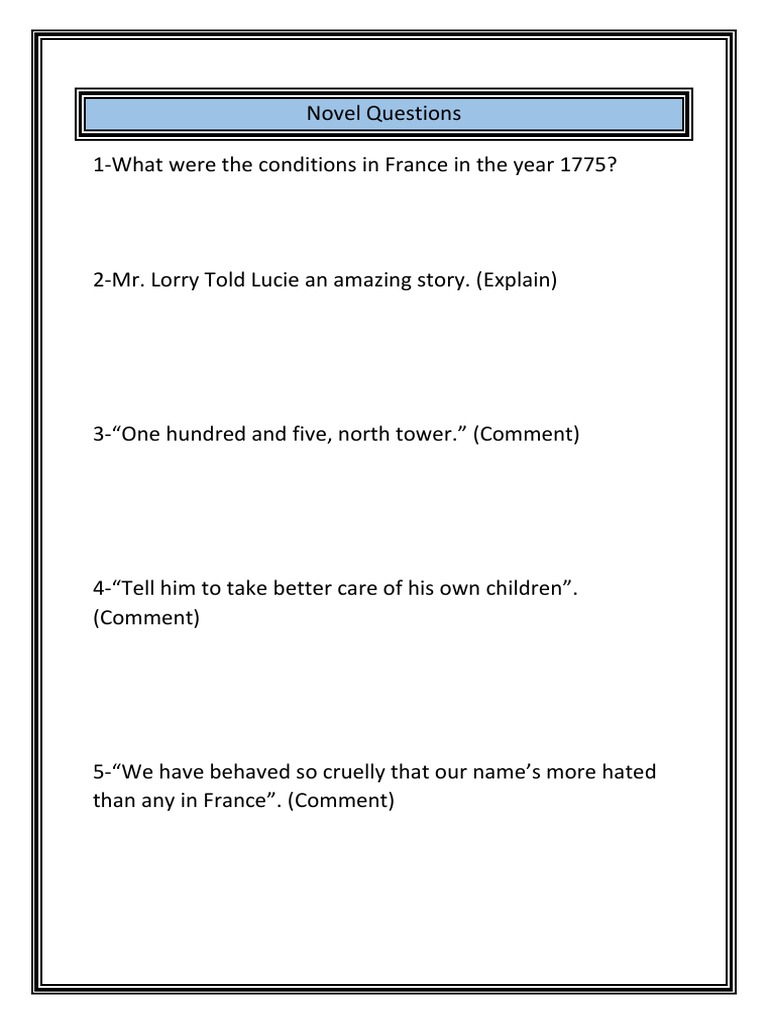 Novel Discussion Questions on 1775 France | PDF | Classics