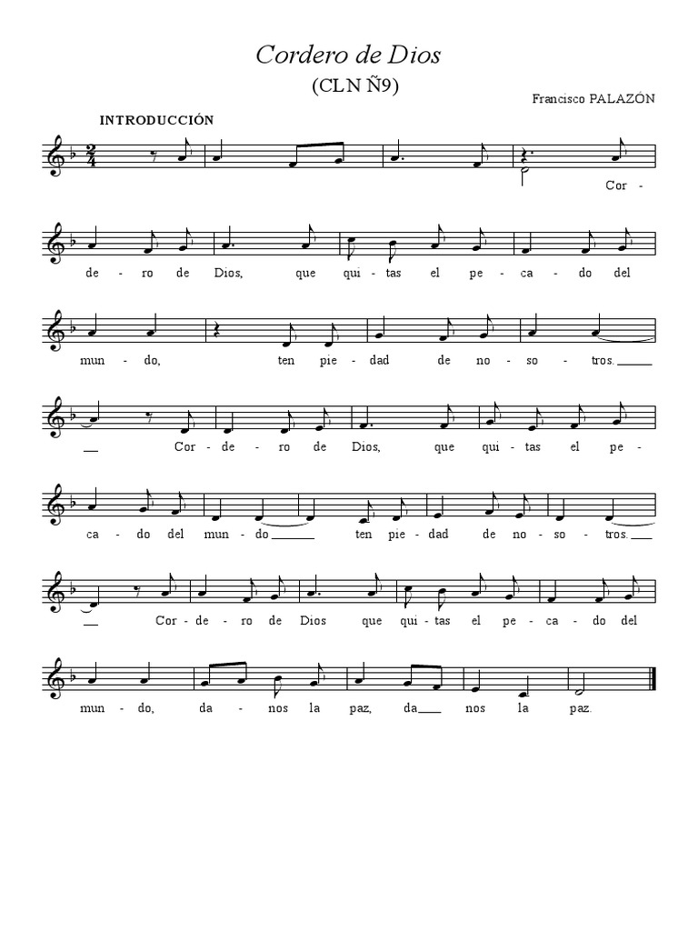 Cordero de Dios. F. Palazón. VOZ | PDF