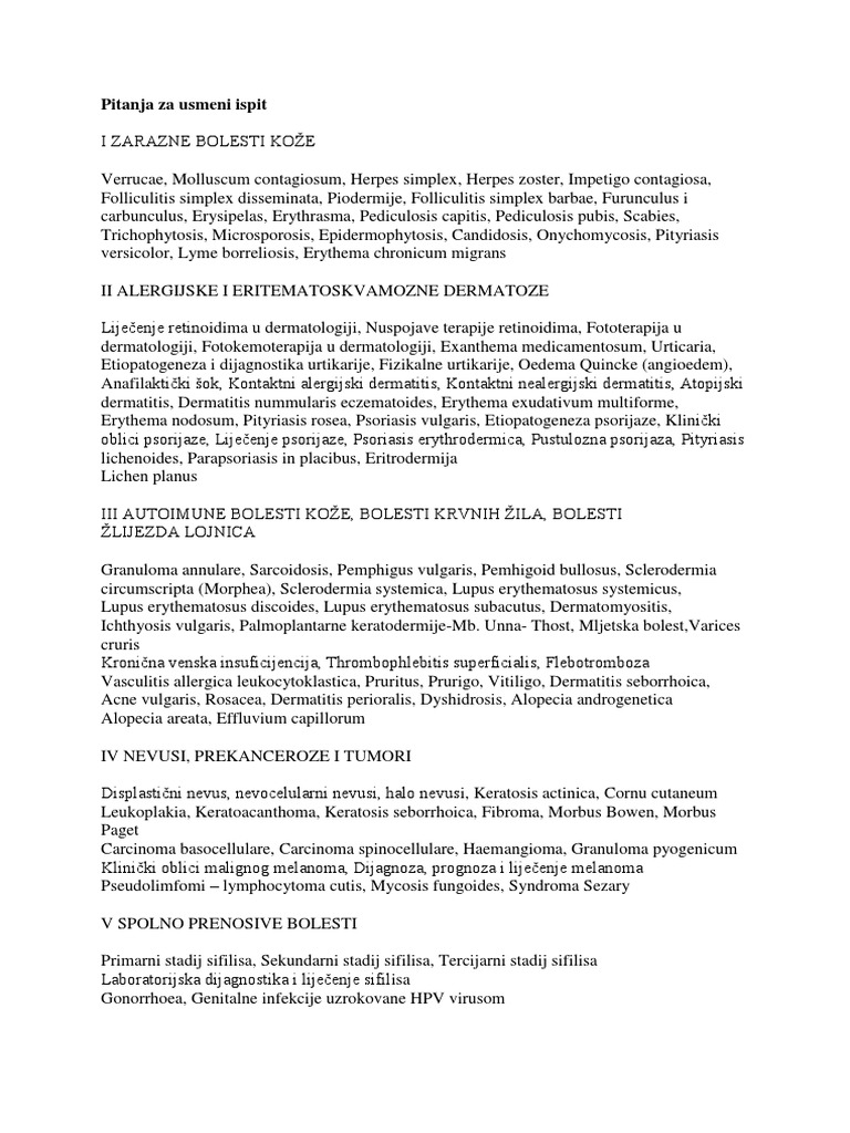 Pitanja Za Usmeni Ispit | PDF